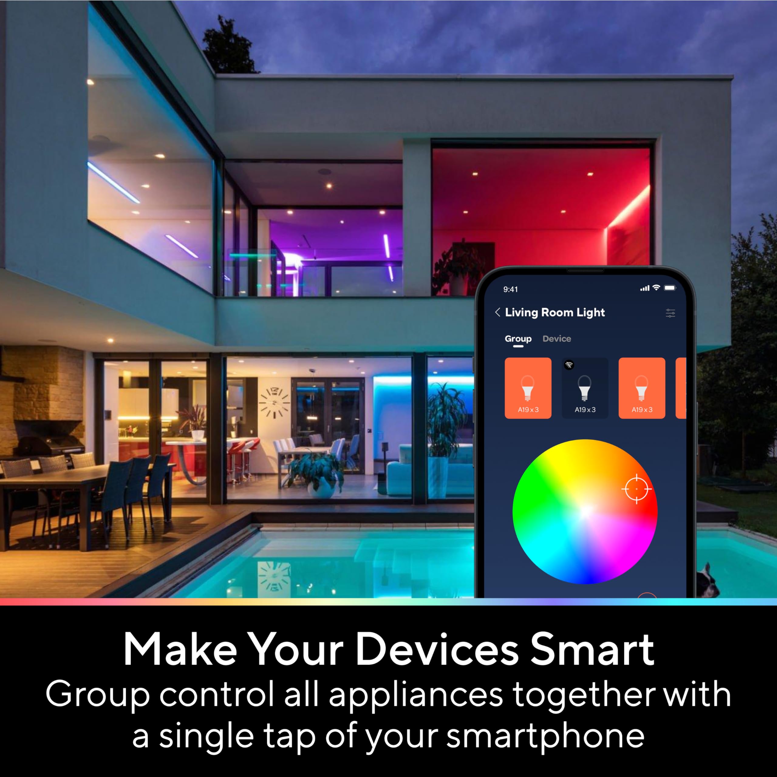 U-tec Smart Light Bulbs, 1100 Lumen, 90+CRI WiFi Mesh & Bluetooth Color Changing A19 Light Bulb, 16 Million DIY Colors RGB Light Bulbs, Work with Alexa, Google Assistant Home App, 2 Pack