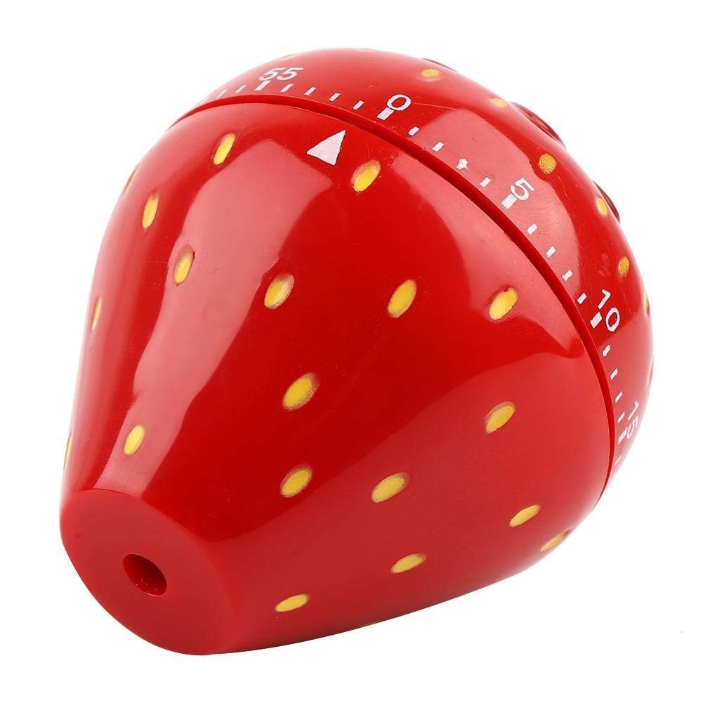 Maxmartt Kitchen Timer Strawberry Shaped Wind Up 60 Minutes Manual Countdown Mechanical Time Reminder No Batteries Loud Ring Cute Strawberry Timer for Kitchen Classroom Home Cooking and Study