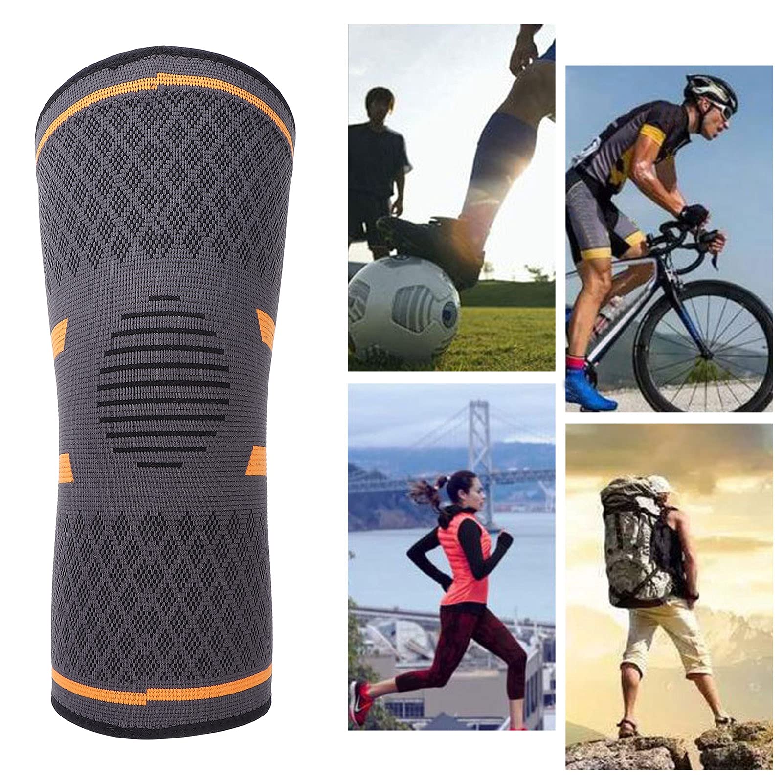 Knee Brace, Prevent Injury Flexible Design Stability Compression Knee Support Brace, Soft Silicone Non Slip Breathable Knee Sleeve, for Sports(XL)