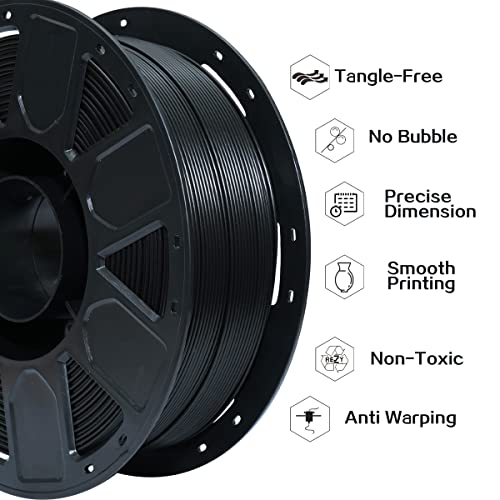 RongTong 3D Printer Filament PLA Plus (PLA+) 1.75mm Black, PLA + Filament 1kg Spool (2.2lbs) Toughness, 3D Printing Filament PLA Pro, Fit Most FDM Printers, Dimensional Accuracy +/- 0.03mm
