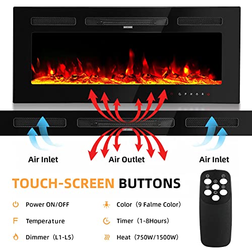 SANHSEHOME Freestanding Electric Fireplace, 30 Inches Electric Fireplace with Remote Control Recessed and Wall Mounted, Insert Heater with Crystal Options & Faux Fire Log, 9 Flamer Color