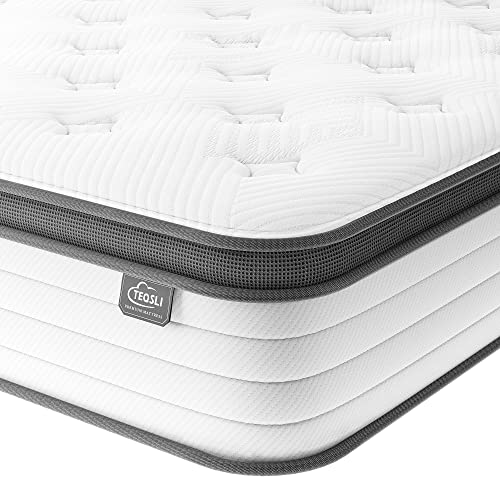 TeQsli Twin Mattress, 12 Inch Memory Foam Innerspring Hybrid Mattress in a Box