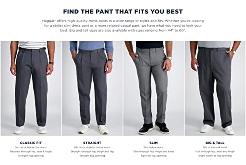 Haggar mens Cool 18 Hidden Expandable-waist Pleat-front dress pants, Bark, 44W x 34L US