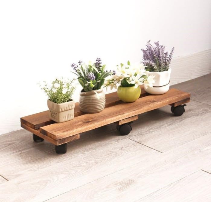 Plant Stands with Wheels, Plant Dolly with Wheels, Plant Roller, Heavy Duty Plant Caddy Caster for Patio Outdoors, Holds Up to 100 Lbs, 7.9 x 19.7 Inch