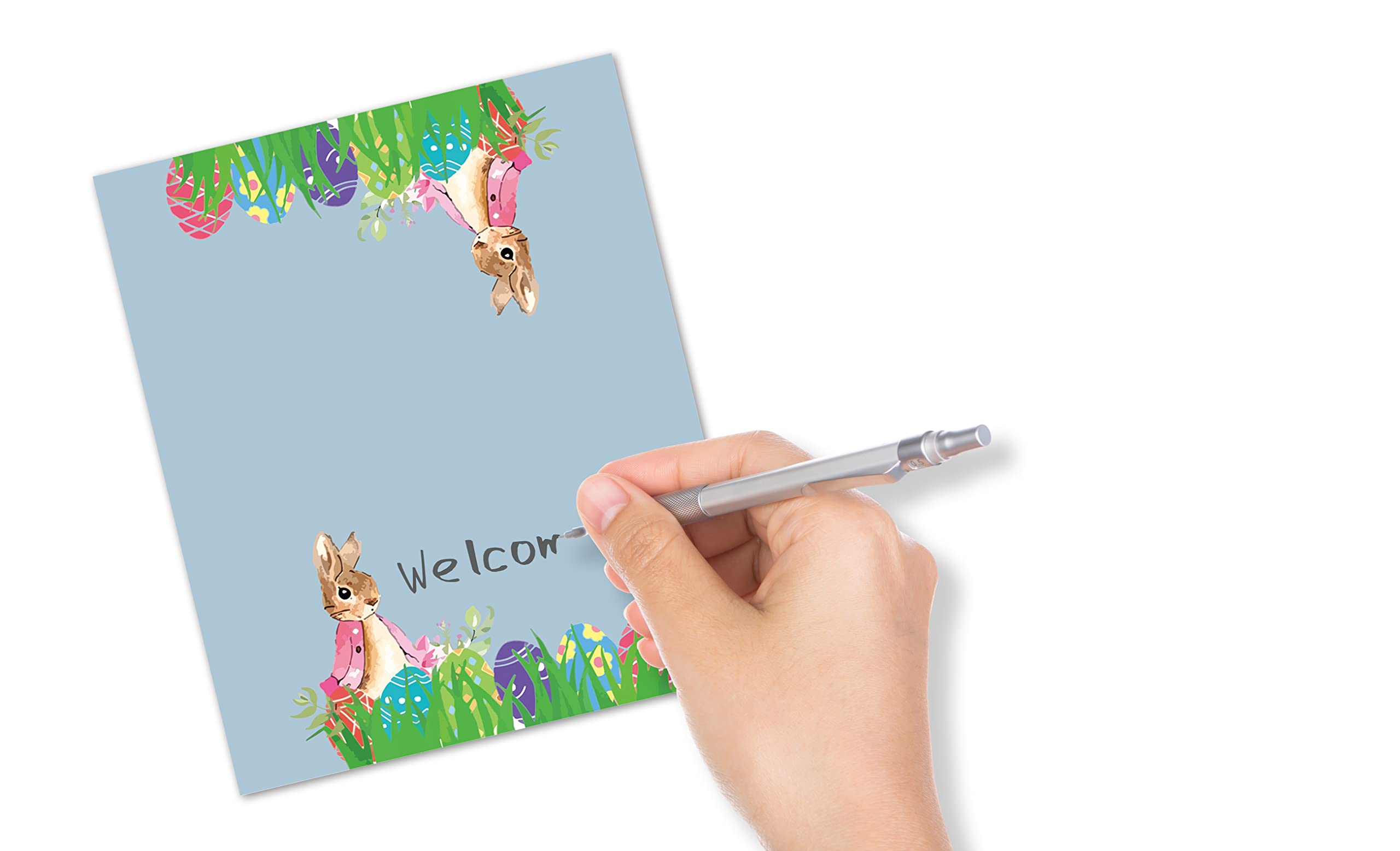 Table Place Card, Easter Tent Style Cards, Pack of 25 Half-Fold Reception Place Card, Cute Easter Egg Bunny, Easter Table Decor for Spring Wedding, Baby Shower, Dinner Party(F24)