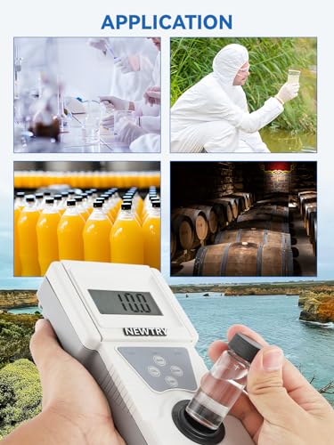 NEWTRY Turbidity Meter, Portable Digital Water Turbidimeter, ISO7027 Compliant, Accuracy 0.1, 0-200NTU, LCD with Backlight, for Lab Water Treatment Plant Wine Industry