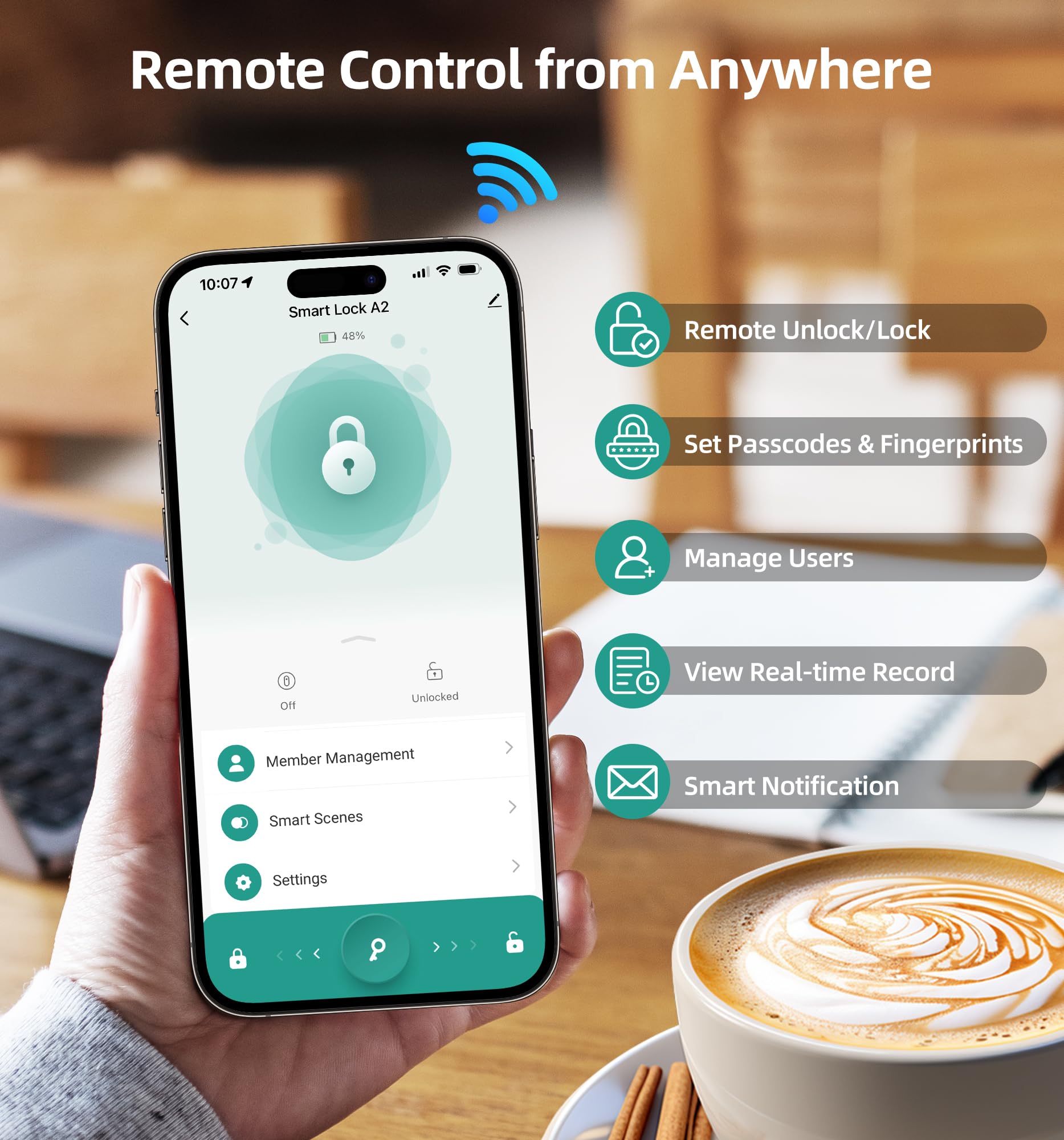 Front Door Lock Set, HEANTLE Smart Locks with Handle, Electronic Keyless Entry Door Lock, Digital Keypad Deadbolt, Auto Lock One-time Passcode for Home, Family