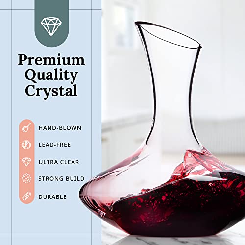 Wine Decanter β Hand-Blown Crystal Wine Carafe β Full Bottle Red Wine Pitcher β Elegant Modern Design β Wine Gift, Wine Accessories (57 oz)