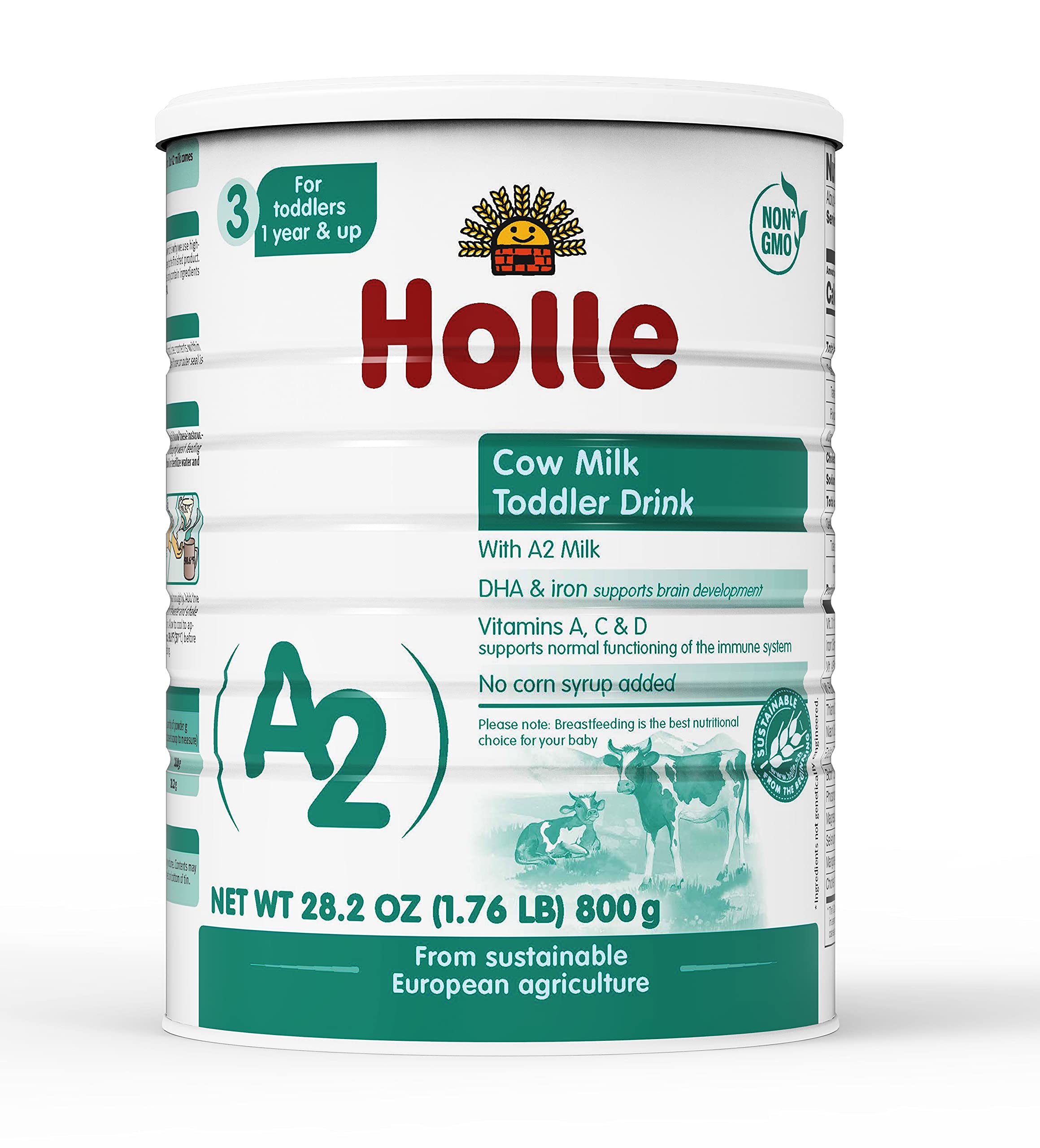 Holle A2 Non-GMO - European Whole Milk Toddler Drink - with DHA for Healthy Brain Development - 1 Year & Up