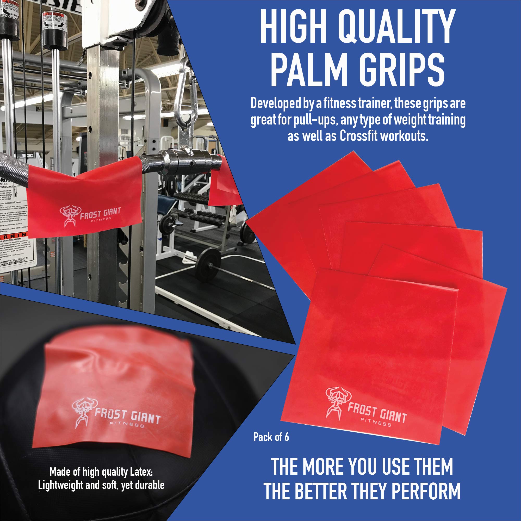 Frost Giant Fitness: Grip, Nonslip, Palm & Hand Protectors (Mess Free Chalk Replacement, Reusable & Washable) | Comfortable Grips for HIIT, Pull-Ups, Weightlifting, Barbell, Dumbell & Chin Ups