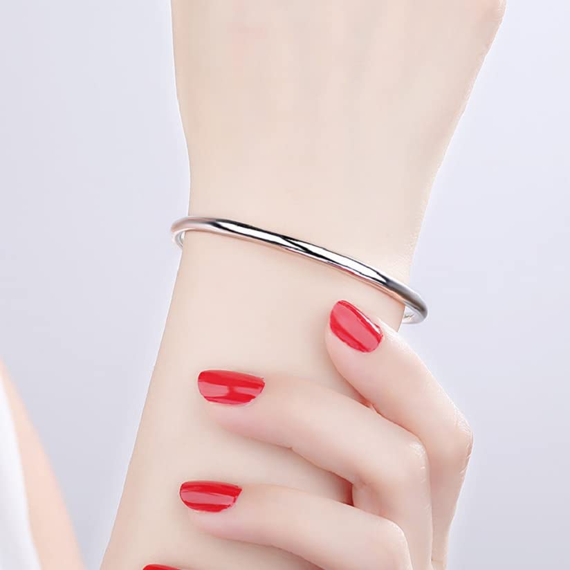 Harlorki Women Lady's 925 Silver Plated Simple Fashion Adjustable Wrist Bangle Cuff Bracelet