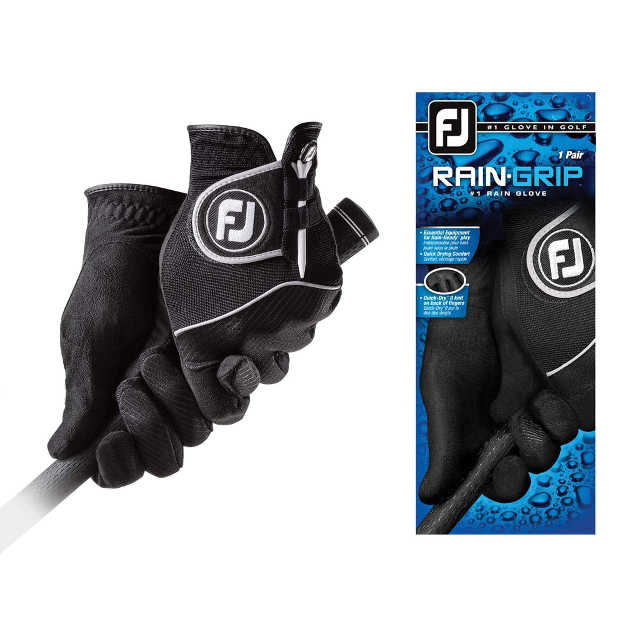 Footjoy New RAINGRIP Pair Golf Gloves Regular Black RH Medium