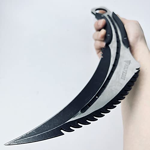HOLYEDGE 13 Inch Heavy Duty Extra Large Eagle Karambit Fixed Blade Knife - 6.5 Inch Blade with Leather Sheath Full Tang D2 Tactical Survival Hunting CSGO Claw Knives (Black&White)