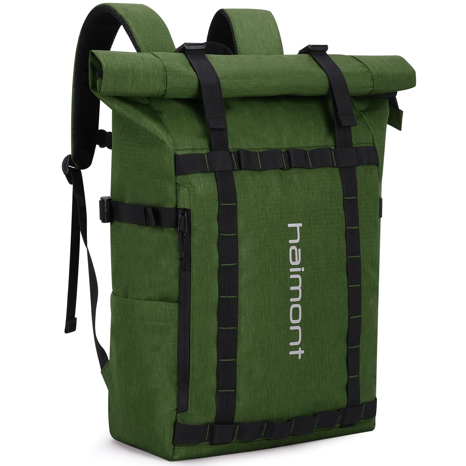 Haimont Rolltop Travel Backpack for Men Women, Water-Resistant Backpack Bookbag for Women Men Casual Laptop Backpacks 20L, Khaki