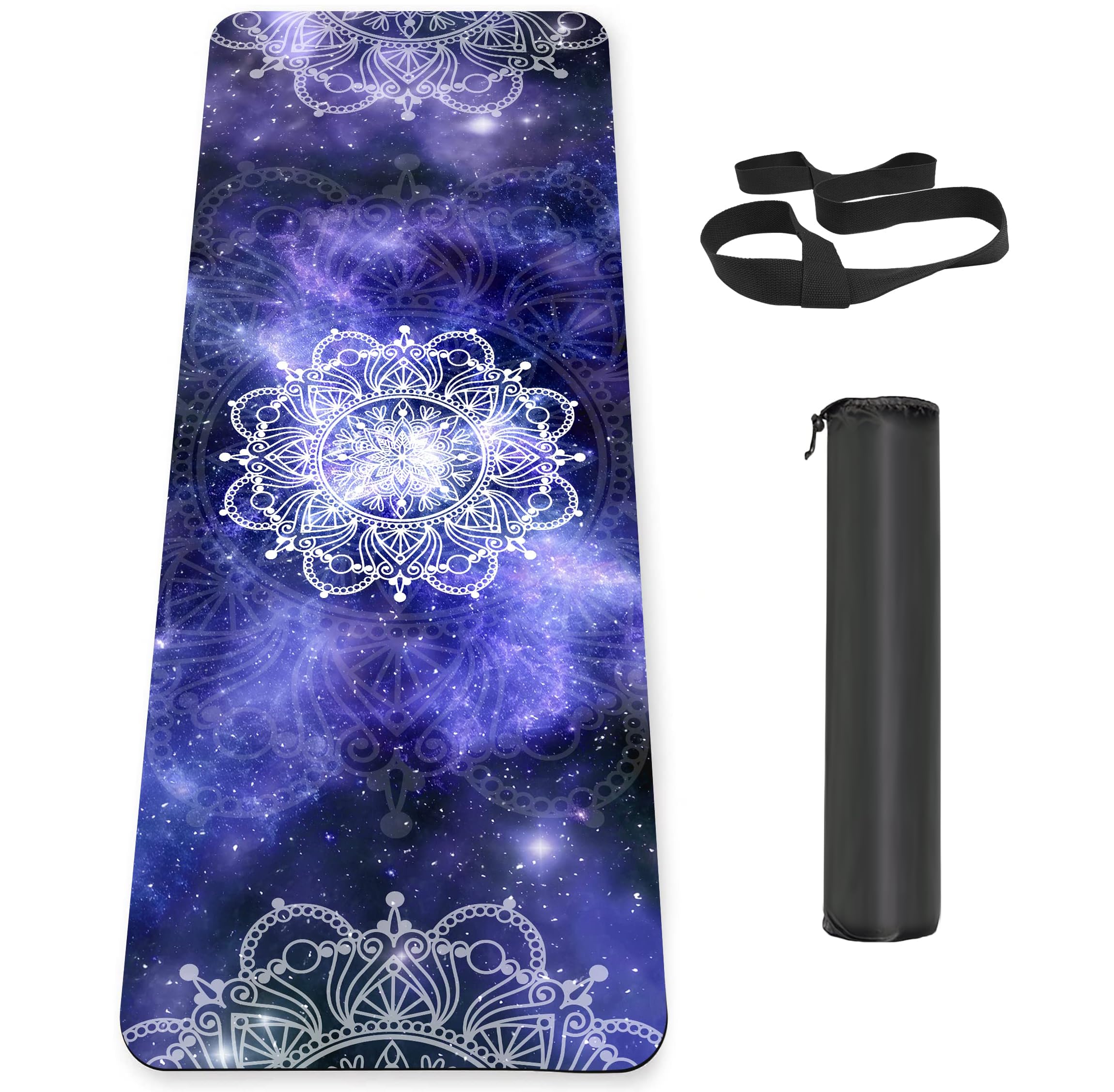 Knsbk Non Slip Yoga Mat TPE Workout Mat for Men Women, Thick Workout Mat with Carrying Strap, Fitness Mats for Exercise, Yoga, Fitness, Pilates, Floor Workouts (72" x 24" x 6mm)