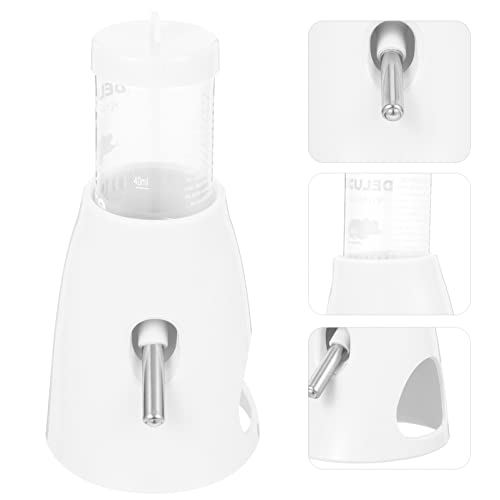POPETPOP Hamster Water Bottle with Stand Small Animals Water Bottle Hanging Water Feeding Bottles Auto Dispenser for Dwarf Hamsters Guinea Pigs Rats Mice Gerbils - White