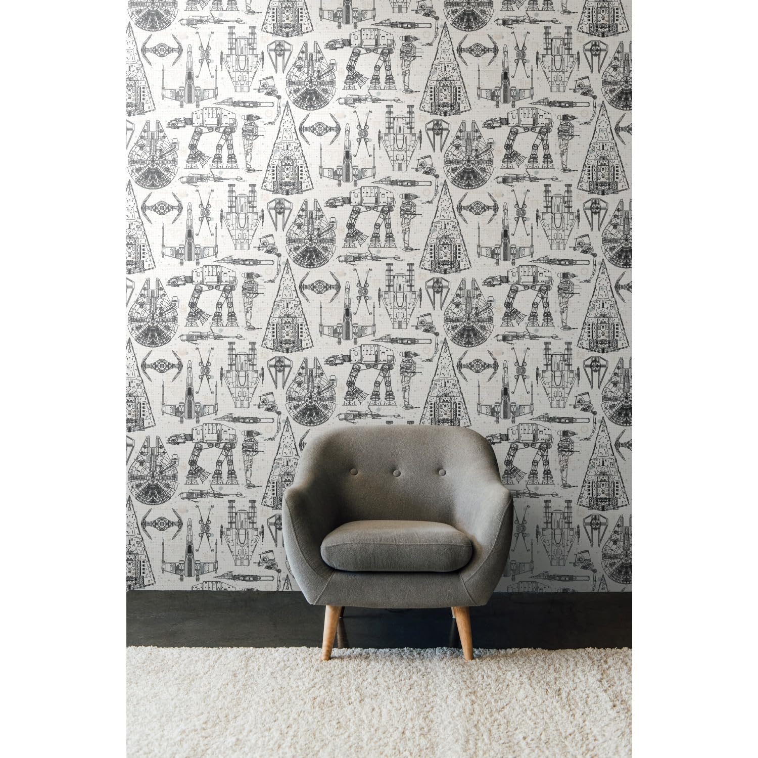 Star Wars Blueprint Blue Peel & Stick Wallpaper by RoomMates, RMK11036WP