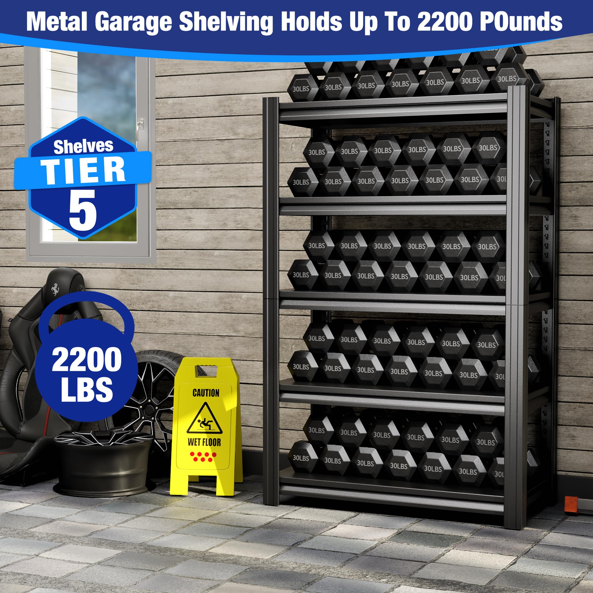 SUXXAN Garage Shelving, 31" Garage Storage Shelves Heavy Duty, 3 Tier Adjustable Height Metal Shelving Unit for Garage Basement, Industrial Shelving Utility Shelf, Black,Assembly is Required