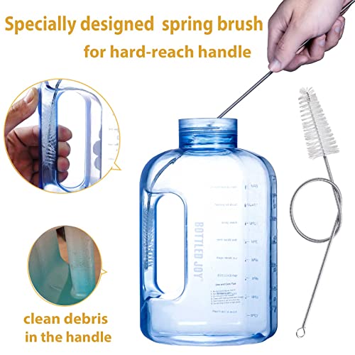 Patented Water Bottle Sponge Cleaner Brush Set-17β Long Soft Tip Flexible Bendable Cleaning Washer Scrubber for Big 1 Gallon/128 oz Water Jug, Half Gal/64oz Hydrojug,Pitcher- 90 Degree Angle Curved