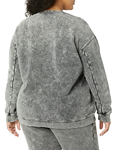 Goodthreads Women's Heritage Fleece Beefy Crewneck Sweatshirt, Charcoal/Washed Grey, Small