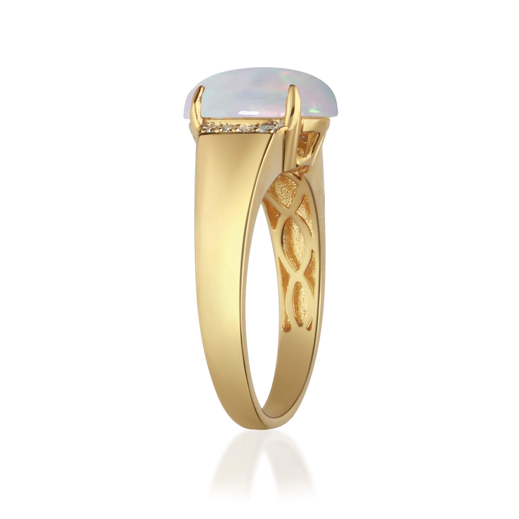 Gin & Grace 10K Yellow Gold Natural Australian Opal & Diamond (I1,I2) Statement Propose Promise Ring for Women