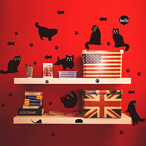 Haonmdqay Cartoon Cute Black cat Silhouette Wall Sticker Home Decoration Children Room Staircase Corridor Decoration Mural Combi