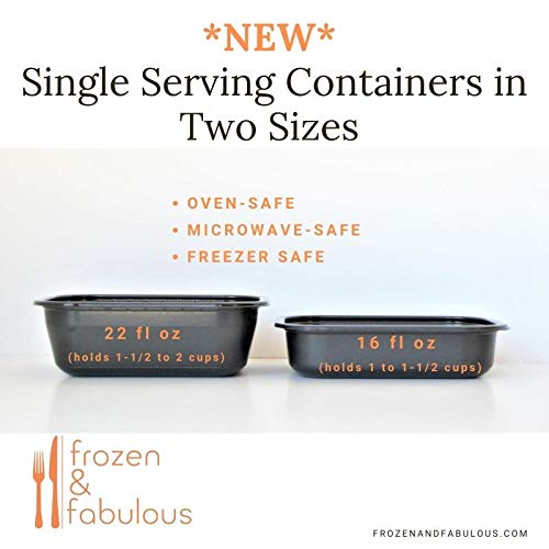Frozen & Fabulous Meal Prep Containers with Clear Storage Lids, Oven, Microwave & Freezer-Safe, 22 fl oz, Set of 10, Black