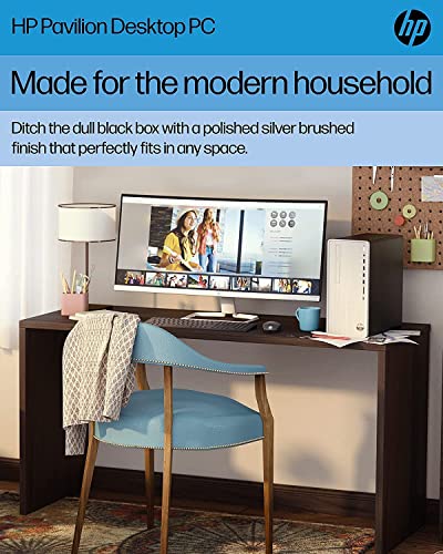 HP 2023 Newest Pavilion Desktop PC, AMD Ryzen 7 5700G (8 cores), RTX4090, 32GB RAM, 1TB SSD, 2TB HDD, AMD Radeon Graphics, Wi-Fi, Bluetooth, Keyboard and Mouse Combo, 9 USB Ports, Windows 11, Silver