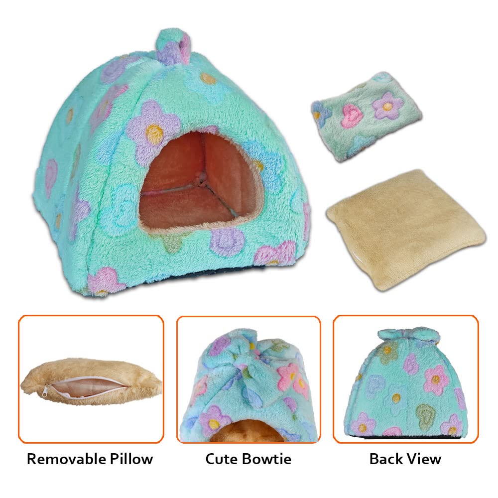 GINIDEAR Guinea Pig Bed, Guinea Pig Hideout House Accessories Warm Bed for Small Animals Hamsters Chinchillas Dwarf Bunnies Hedgehogs. L, Lightgreystars