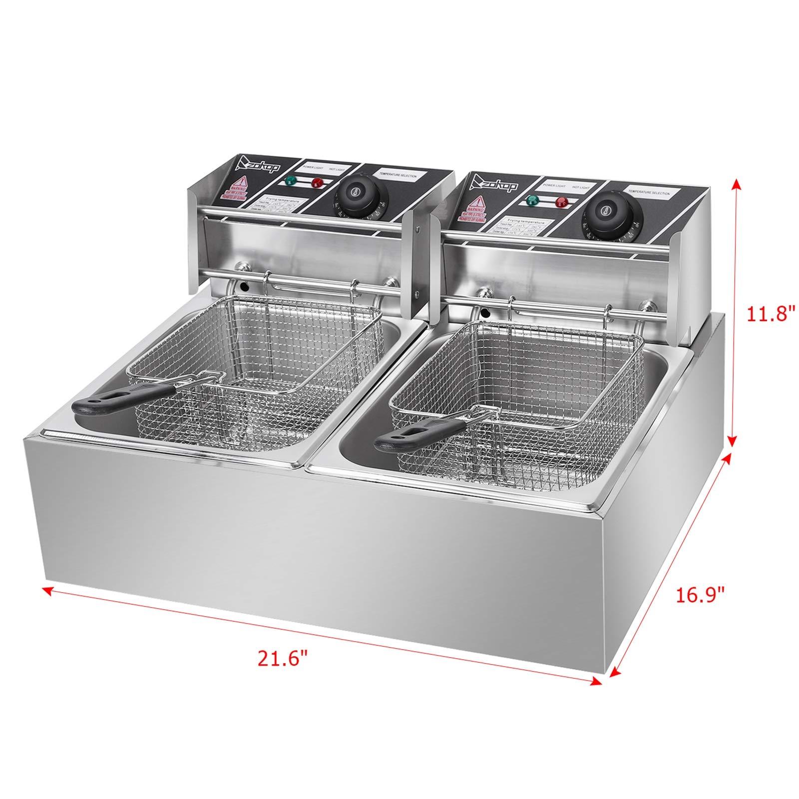 French Fry Restaurant Electric Fryer 12L Capacity, Stainless Steel