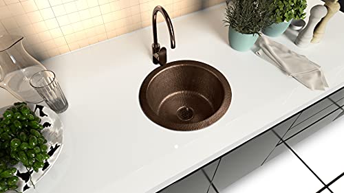 Monarch Abode 17096 Pure Copper Hand Hammered Essex Dual Mount Bar Prep Sink (12 inches)