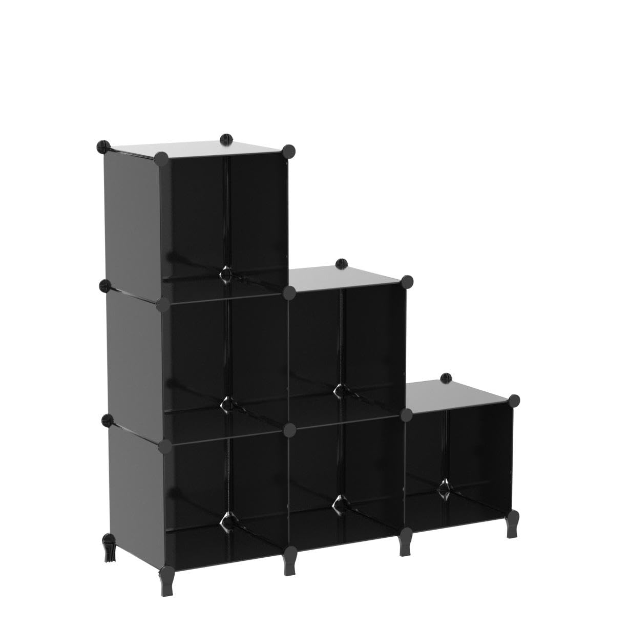 FUNLAX Cube Storage Shelf, 6 Storage Cubes Closet Organizers and Storage Portable Cube Storage Organizer Plastic Bookshelf Bookcase for Study Room, Bedroom, Office, Black