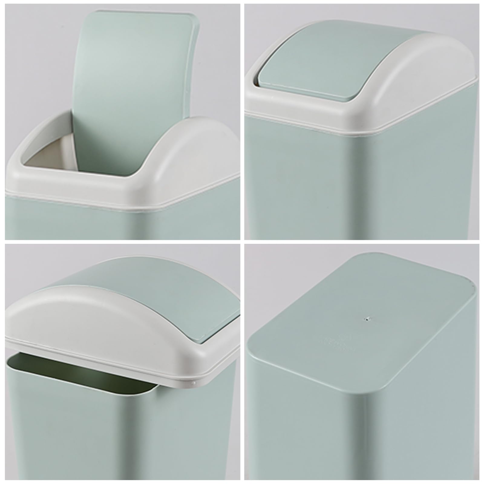 Wakikini 3.5 Gallons Swing Top Garbage Can, Plastic Trash Can with Swing Lid, Blue