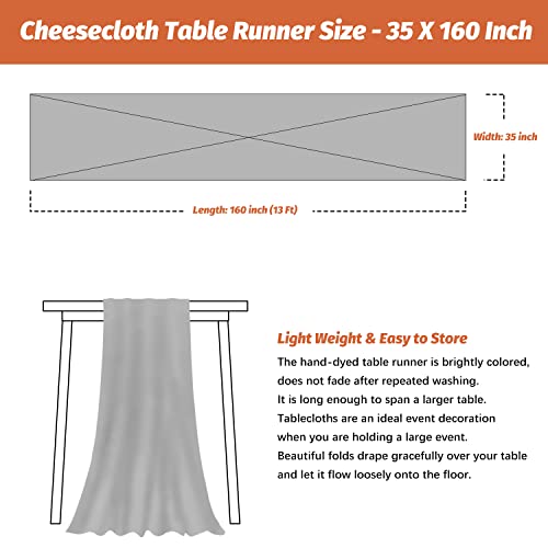 Nialnant Table Runner 35 X 160 Inch Beige Cheesecloth Table Runner for Wedding Reception,Rustic Table Runners for Boho Party,Holidays,Bridal Showers Decorations