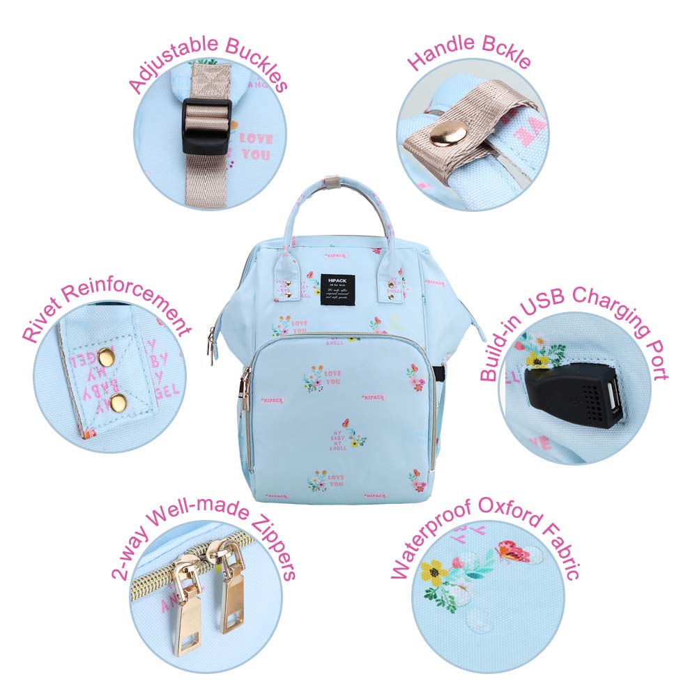 Funnideer Diaper Bag Backpack,Large Capacity Diaper Bag for Mom/Dad with USB Charging Port,Stroller Straps,Multi-Function Waterproof Backpack Nappy Bags for Baby Care, Durable and Fashionable