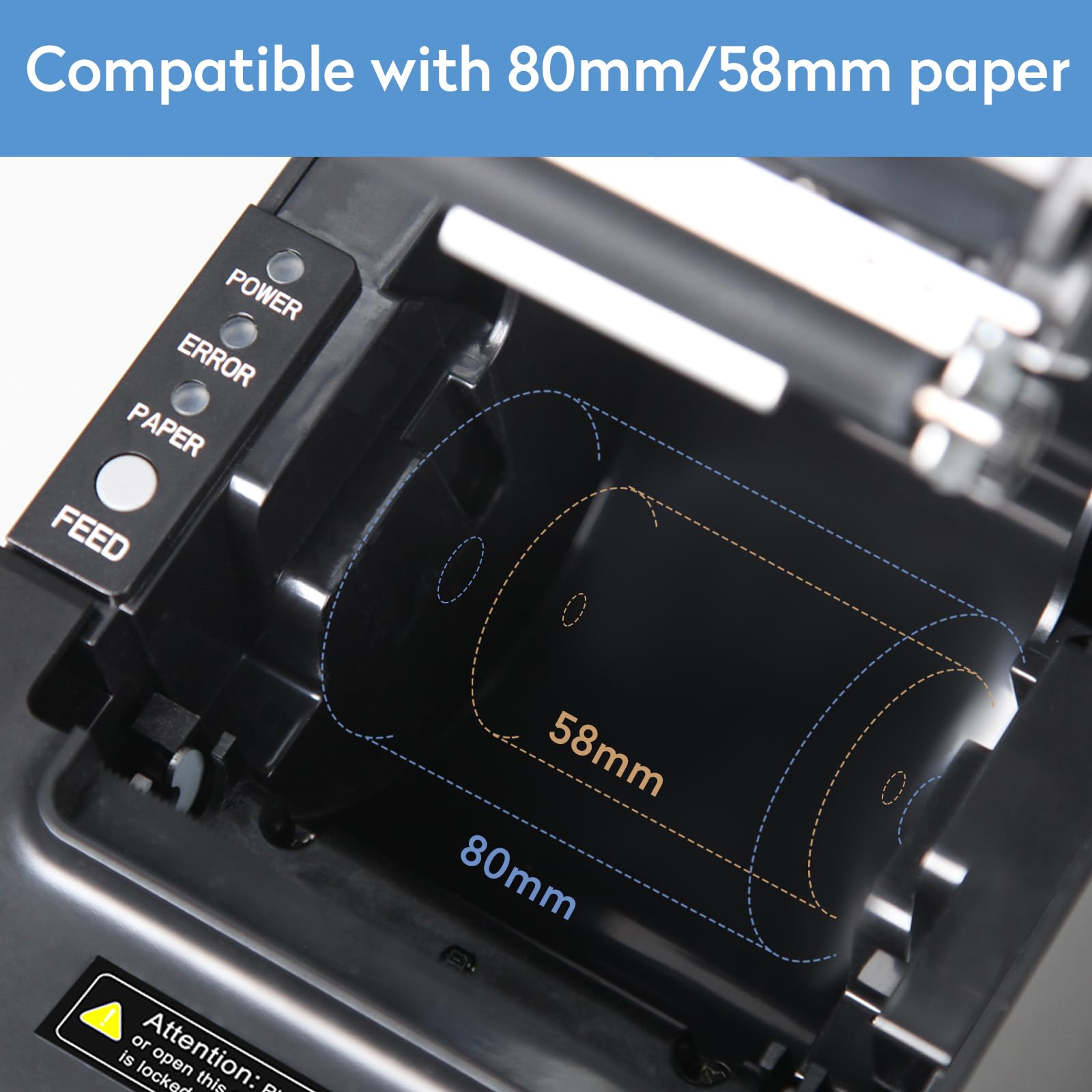 RIBAO Thermal 80mm POS Printer Receipt Printer Connect Cash Registers Cash Drawer, BC-55 BC-40 BCS-160 Mixed Bill Money Counter RS232 Cashbox Interface,Windows/Mac/Linux
