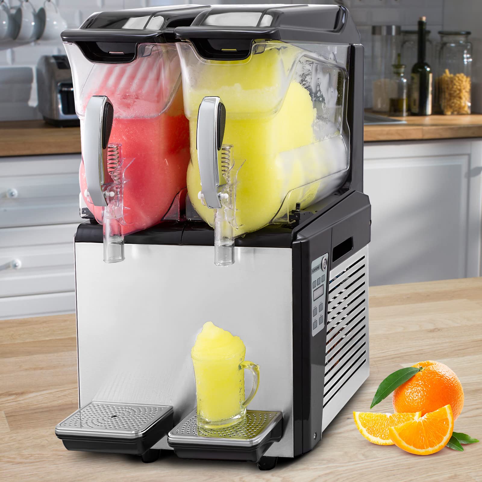 VEVOR Frozen Drink Machine, 10LX2 Tanks Commercial Slushy Machine, 900W Slush Drink Maker, Perfect for Restaurants Cafes Bars