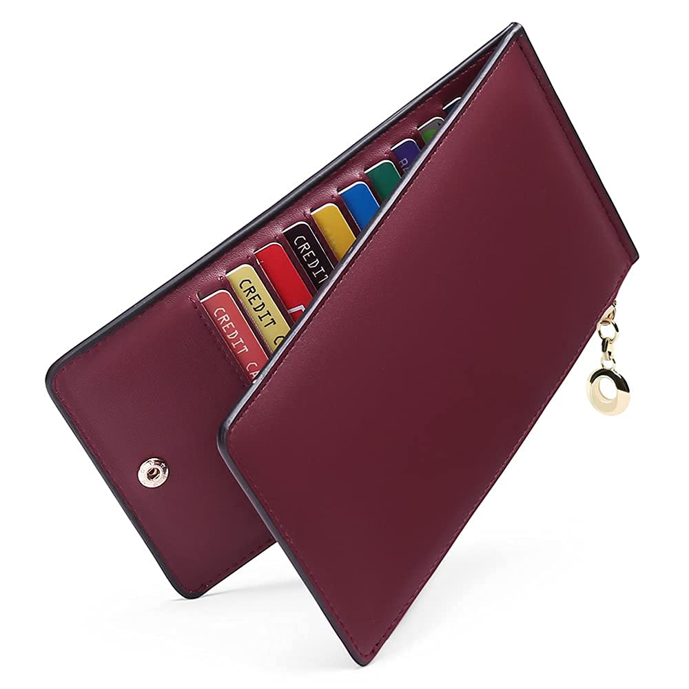 GOIACII Womens Wallet RFID Blocking Slim Bifold Multi Card Case Wallet,Long Credit Card Wallet for Women with Zipper Pocket