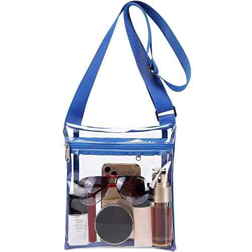 Ryushoyo Clear Crossbody Purse Bag, Stadium Approved Clear Bag with Inner Pocket for Concerts, Festivals or Sporting Events Royal Blue