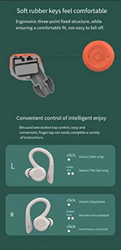 Wireless Bluetooth Earphone Sports Waterproof TWS Wireless Headphones HiFi Stereo Earbuds Noise Cancelling Headset with Mic (T20 Black-Button)