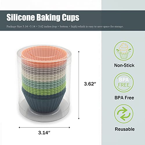 Reusable Silicone Cupcake Baking Cups 24 Pack, 2.75 inch Silicone Baking Cups, Non-stick Muffin Cupcake Liners for Party Halloween Christmas, Easy Clean Pastry Muffin Molds(Multicolor)
