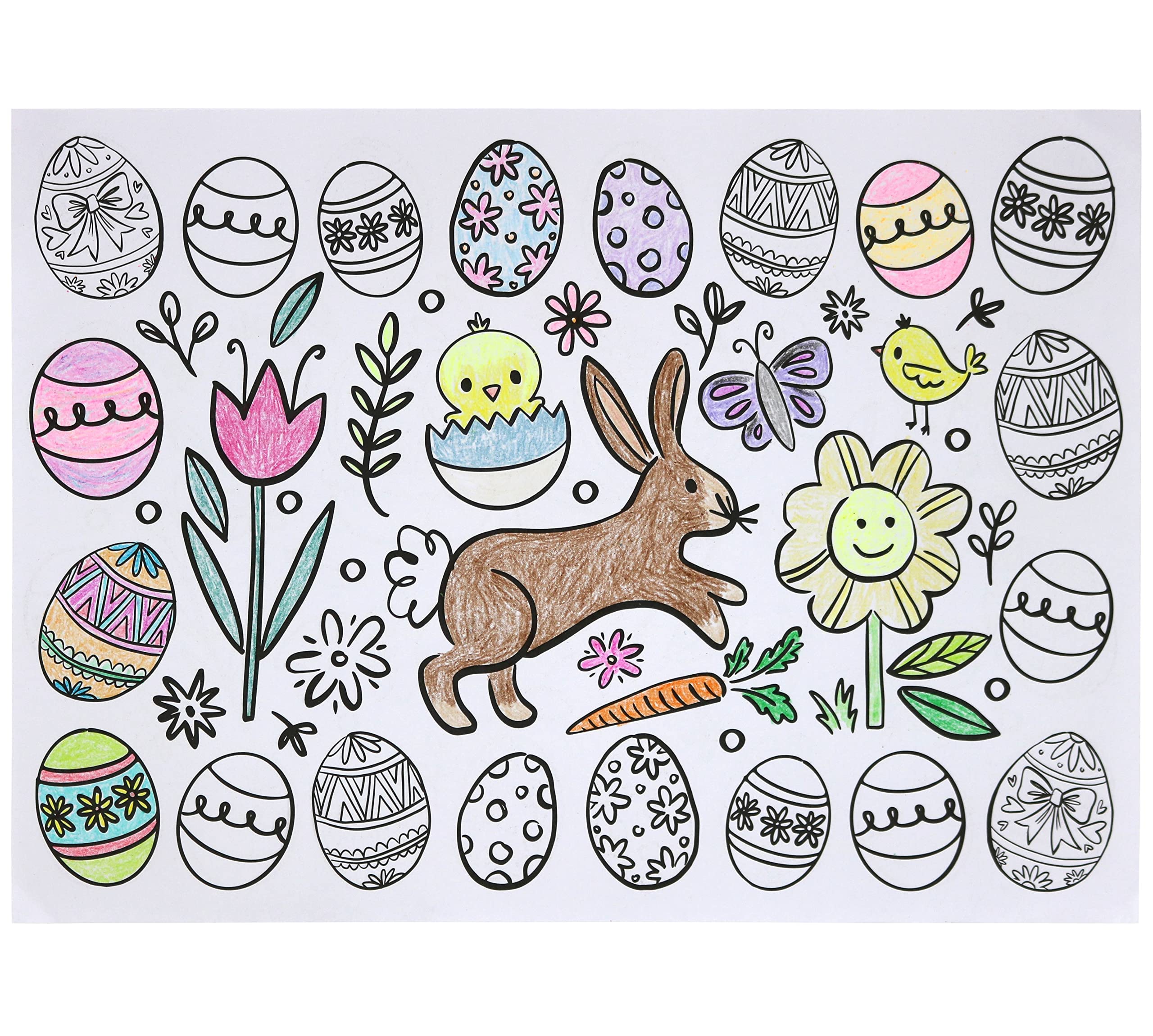 Iconikal Color-Your-Own 2-Sided Reversible Disposable Paper Place Mats, 14 x 10-inches, Easter, 22-Count