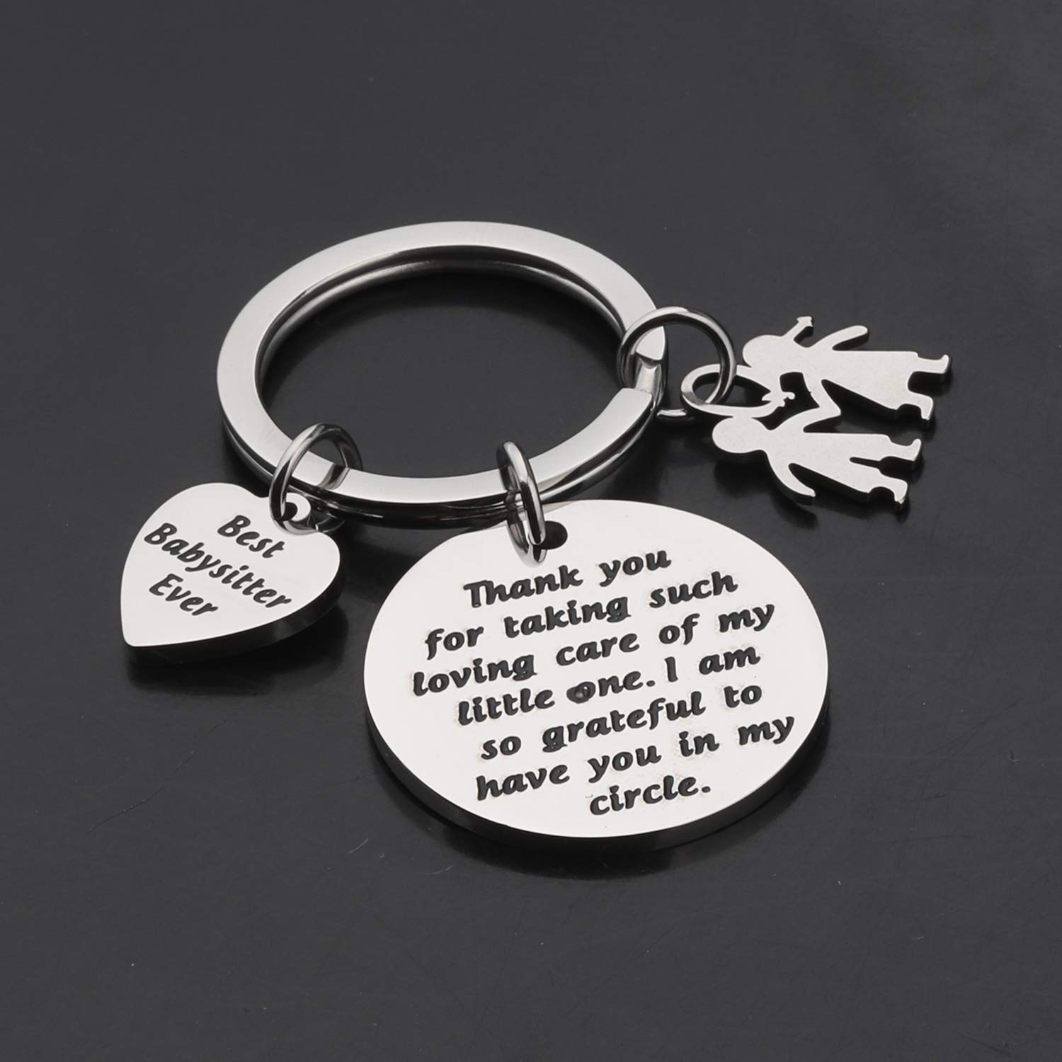 Gzrlyf Babysitter Keychain Babysitter Appreciation Gift Thank You Nanny Gifts (Silver Keychain)