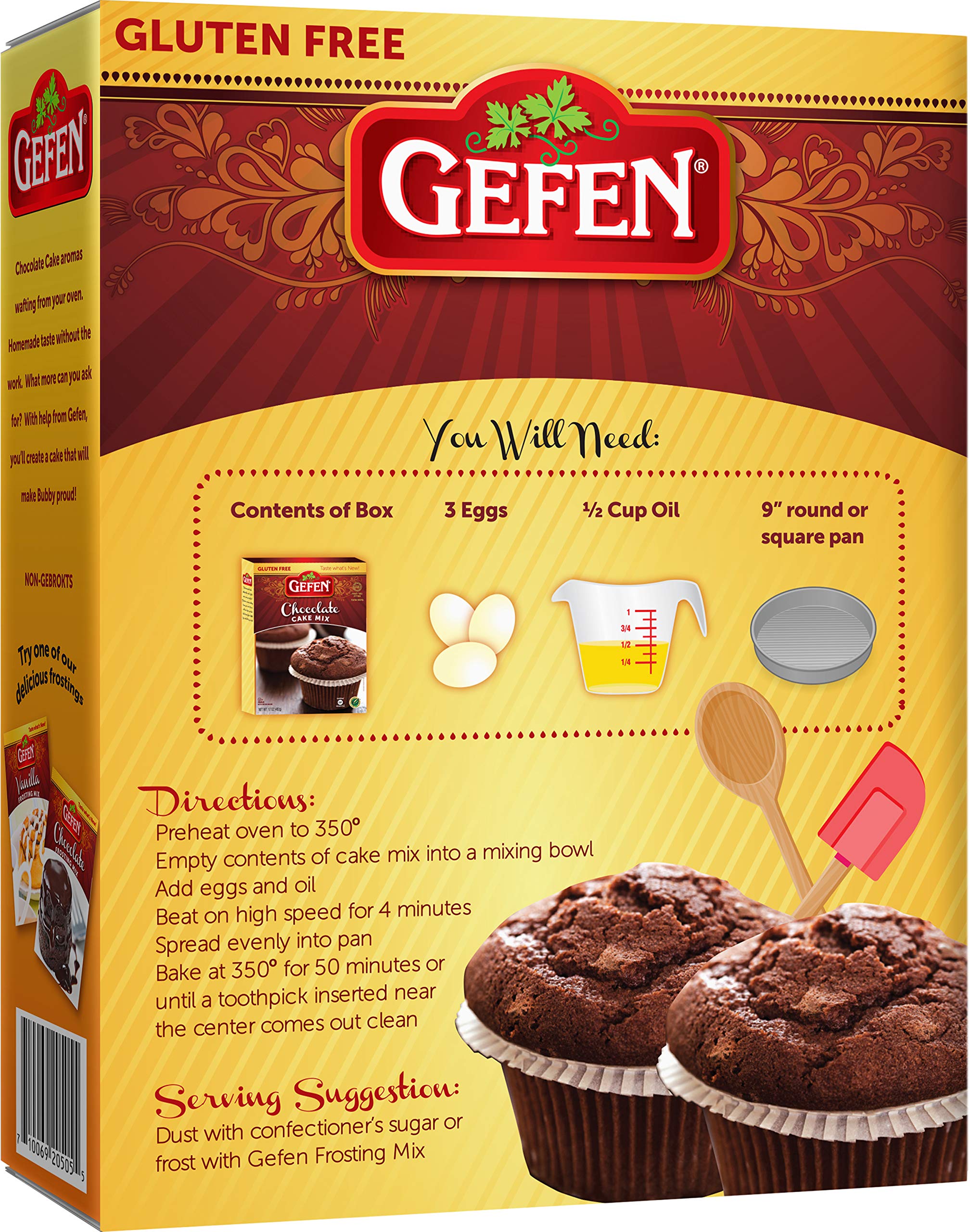 Gefen Fluffy Chocolate Cake & Cupcake Mix 14oz (2 Pack) | Gluten Free, Grain Free, All Natural, Kosher for Passover, Quick & Easy Instructions