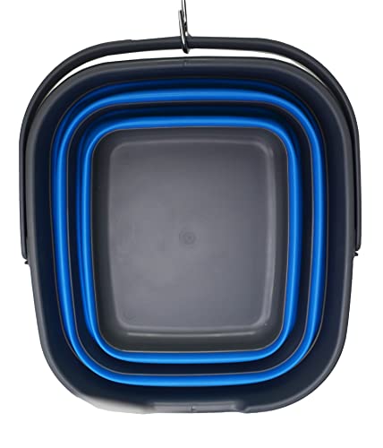 SAMMART 10L (2.6 Gallon) Collapsible Rectangular Handy Basket/Bucket (Grey/Blue (Set of 2))