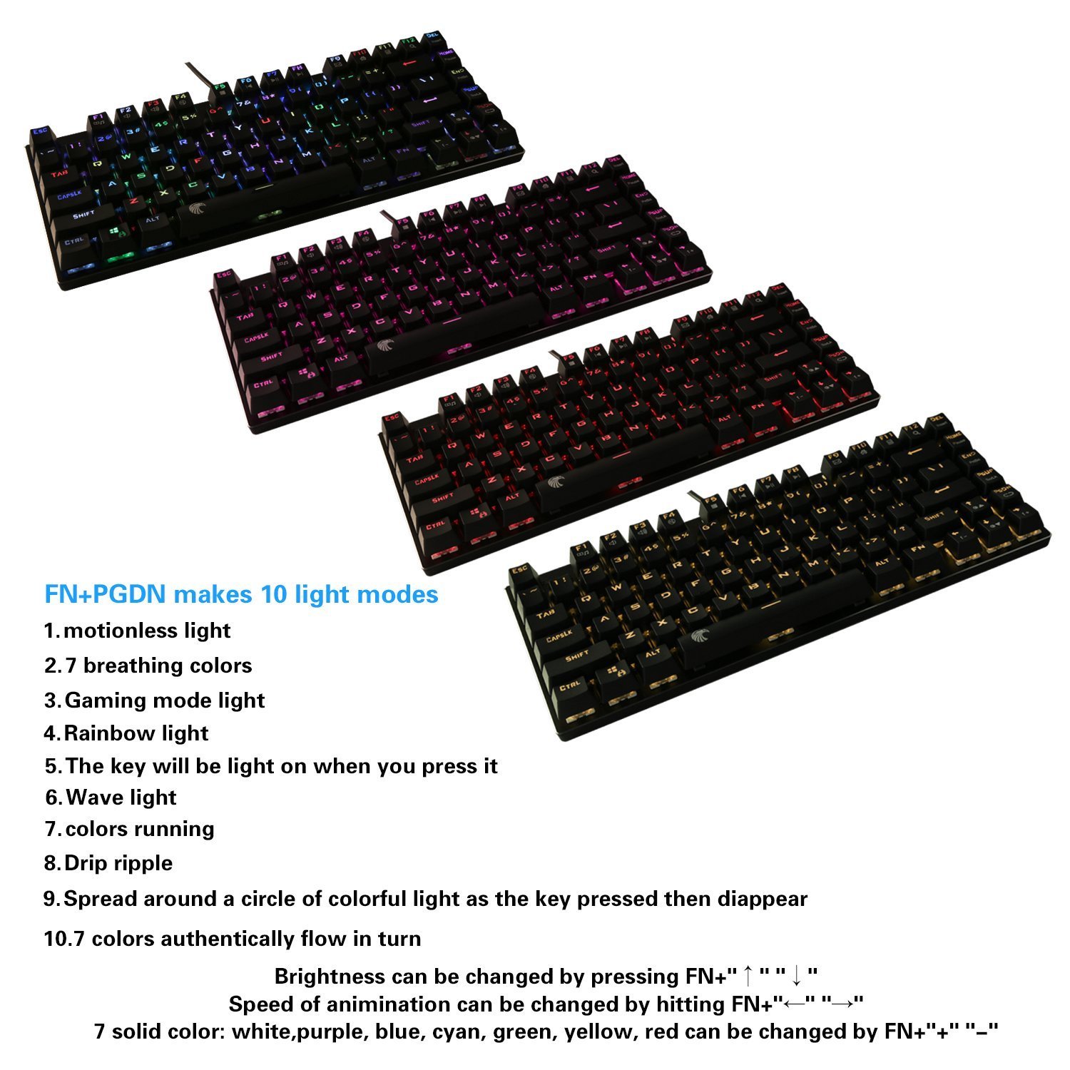 Gishine E-YOOSO Z88 60percent RGB Mechanical Gaming Keyboard,Compact 81 Keys (Blue Switch Black)