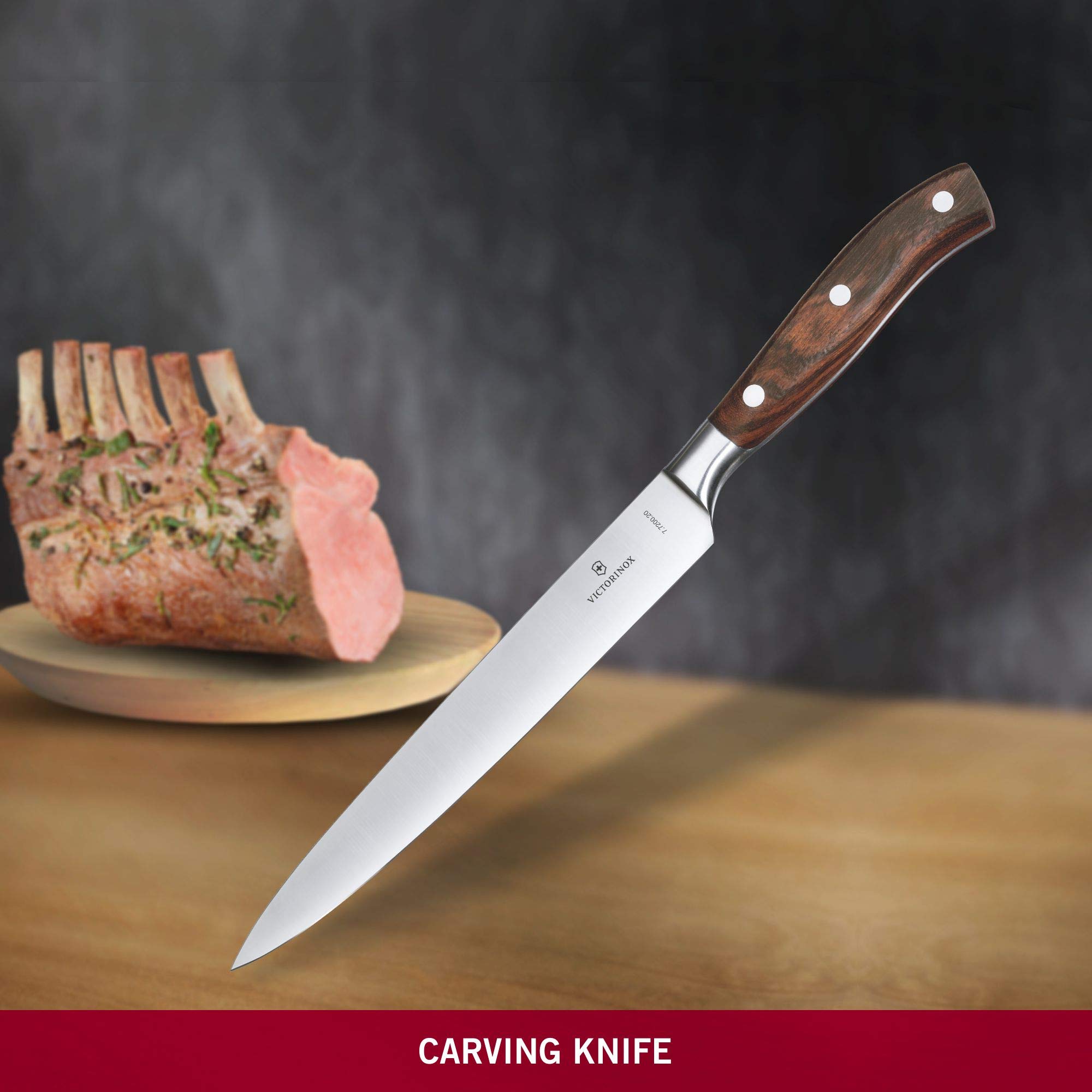 Victorinox Grand Maitre Chef's Knife - Kitchen Knife for Cutting Meat, Vegetables & Fruit - Modern Slicing Knife for Cooking - Wood Handle, 8"