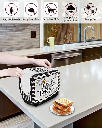 Toaster Dust Cover 2 Slice, Halloween Pumpkin Cobweb Black Ripple Bread Maker Cover Toasters Covers for Fingerprint Protector Washable Kitchen Small Appliance Cover 12x11x8in