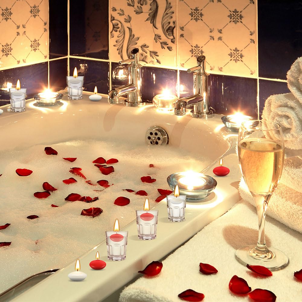 Unscented Floating Candles for Centerpieces, 40PCS Floating Warm Tealights Candles for Wedding Valentine's Day Christmas Bachelorette Party for Home Kitchen Bathtub Dining Table Decorations