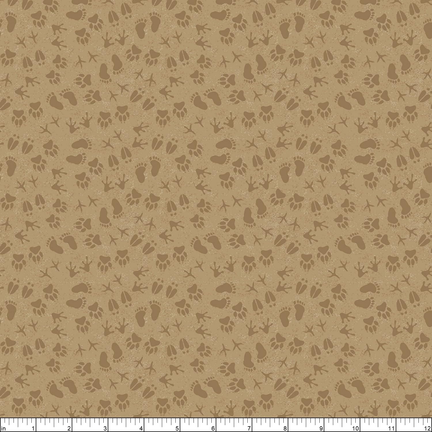 Riley Blake Legends of The National Parks Footprints, Fabric by The Yard (Sand)
